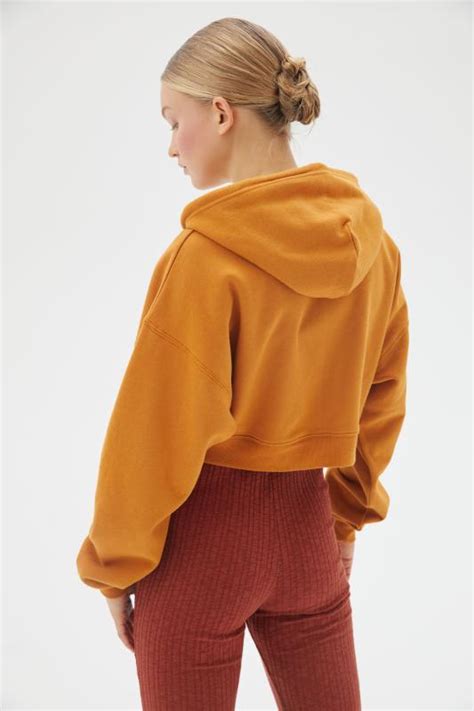Bdg Leah Cropped Zip Front Hoodie Sweatshirt Urban Outfitters Australia
