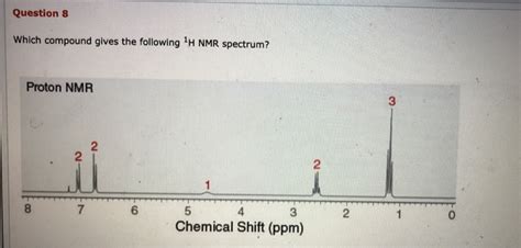 Solved Question 8 Which Compound Gives The Following H Nmr