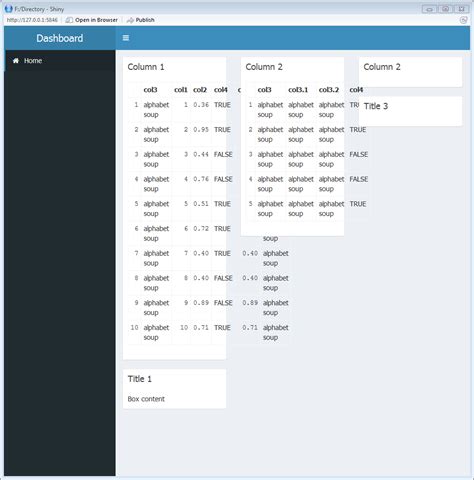 css shiny dashboard inconsistent box and table