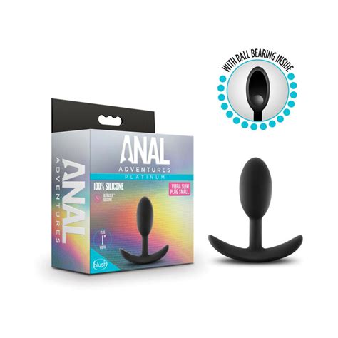Blush Anal Adventures Platinum Silicone Vibra Slim Plug Small Black