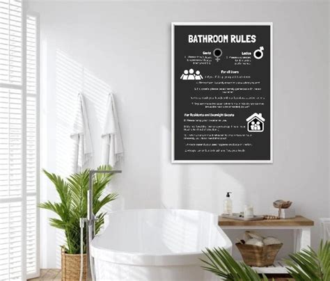Bathroom Rules Toilet Rules Printable Wall Art Bathroom Etsy Canada
