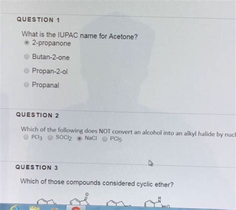 Solved What Is The Iupac Name For Acetone 2 Propanone