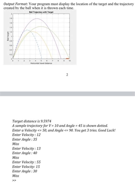 solved 2 ball trajectory game write a matlab program to