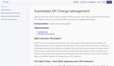 optic api developer docs apis sdks and auth api tracker