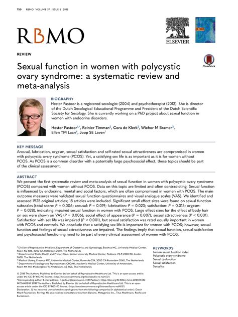 Elservier Hester Pastoor Sexual Function In Women With Pcos