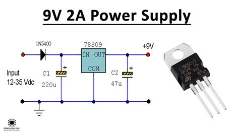9v power supply using lm7809 voltage regulator ic