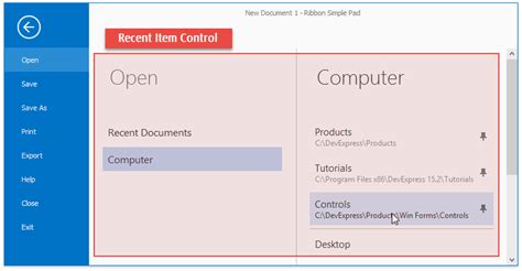 backstageview control winforms controls devexpress