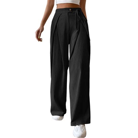 Huesdet Womens Linen Pants Wide Leg Palazzo Lounge Pant High Waisted