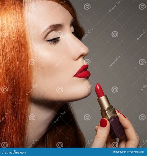 Beautiful Girl Red Lipstick Stock Images Image 30602804