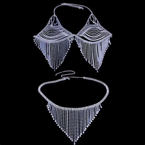 Bincho 2023 Beach Shiny Tassel Bikini Bra Chain Nipple Chain Sexy