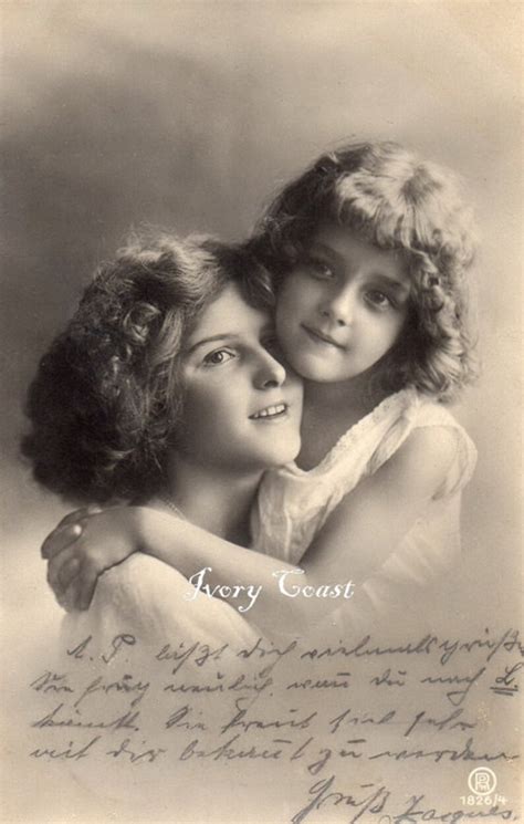 Mother And Daughter Hug Vintage Postcard Photo Digital Download