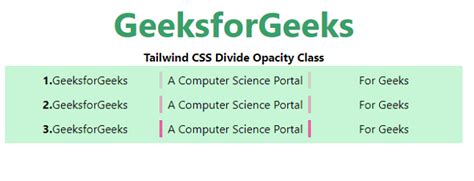 tailwind css divide opacity geeksforgeeks
