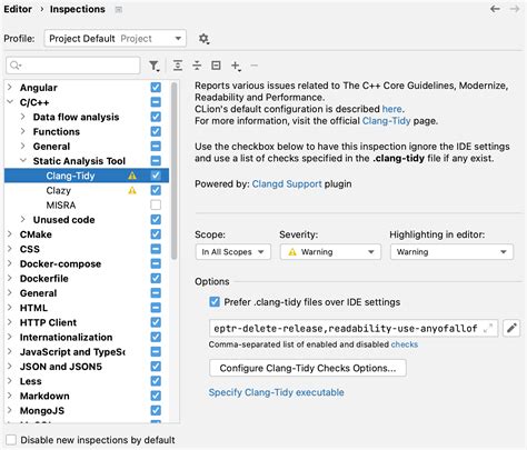 clang tidy integration clion documentation