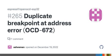 duplicate breakpoint at address error ocd 672 · issue 265