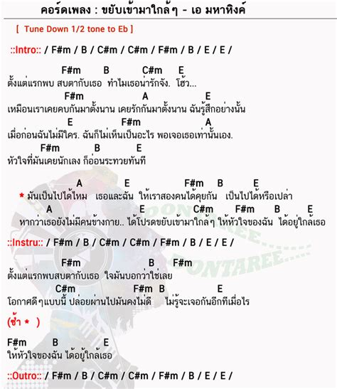 คอร์ดเพลง ขยับเข้ามาใกล้ๆ เอ มหาหิงค์ ขยับเข้ามาใกล้ๆ คอร์ด ง่ายๆ