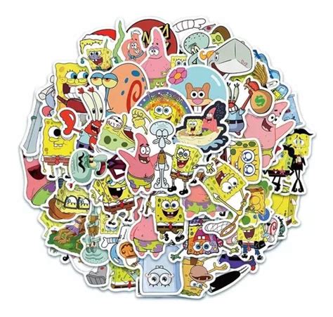 Sticker 50 Pegatinas Bob Esponja Patricio Cangrejo Calamard Cuotas