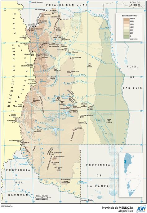 Mapa Físico De La Provincia De Mendoza Argentina Mendoza Ex