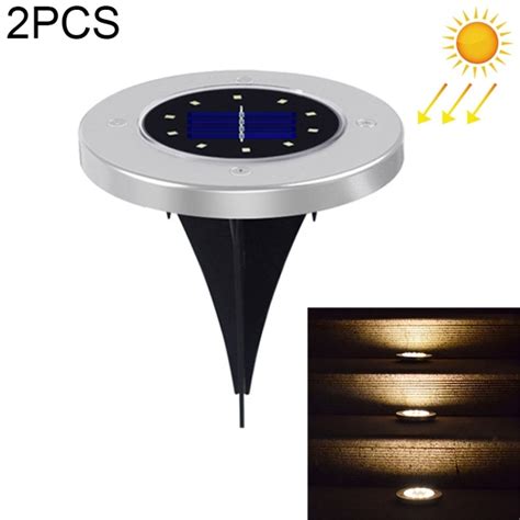 2 Pcs 10 Leds 지상 램프 Ip65 방수 야외 정원 가로등 따뜻한 흰색 아래 태양 전원 매장 빛