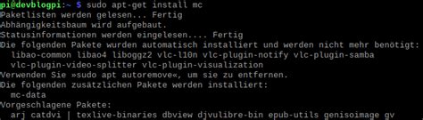 raspberry pi dateimanager midnight commander developer blog