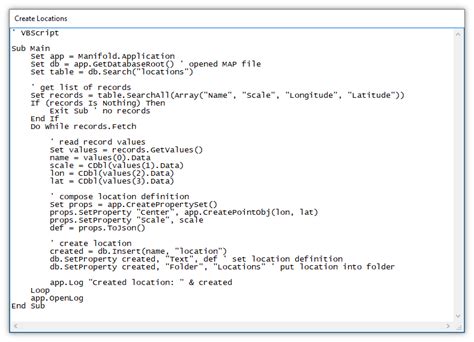 example vbscript to create locations from a table