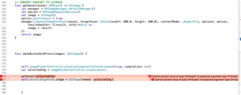 ios cannot assign a value of type [phasset] to type uiimageview