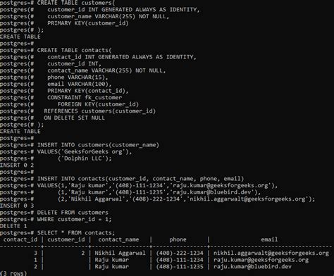 postgresql foreign key geeksforgeeks