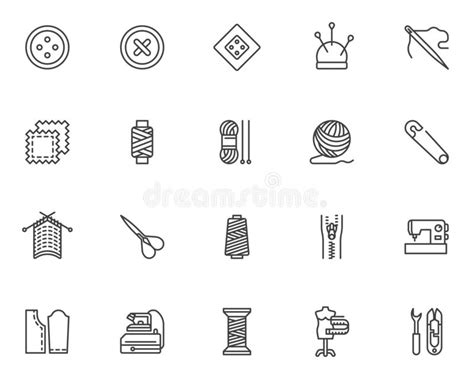Needlework Sewing Vector Icons Set Stock Vector Illustration Of