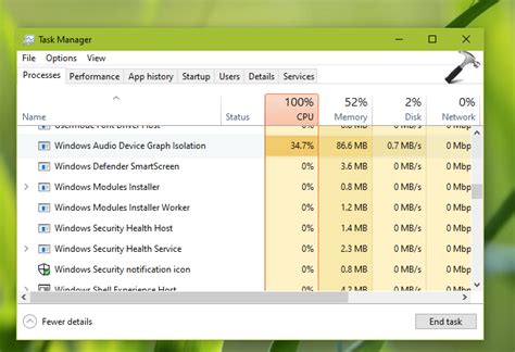 windows audio device graph isolation high cpu usage