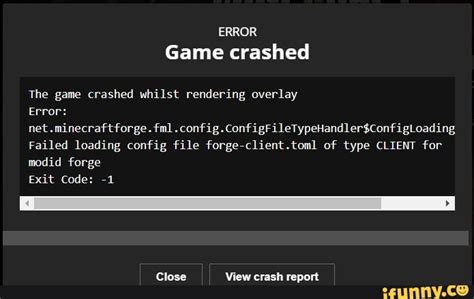 error game crashed the game crashed whilst rendering overlay error net