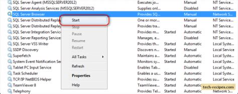 sql server browser service started and then stopped