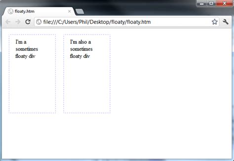 html html5 css div floating left and right stack