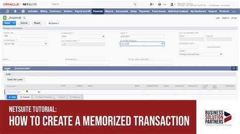 netsuite tutorial how to create a memorized transaction youtube