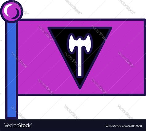 Outline Flagpole Flag Labrys Lesbian Pride Vector Image