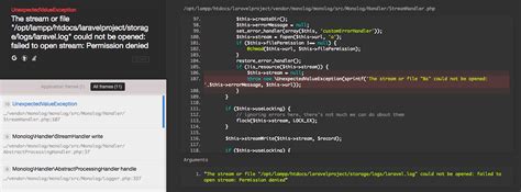 unexpectedvalueexception the stream or file opt lampp