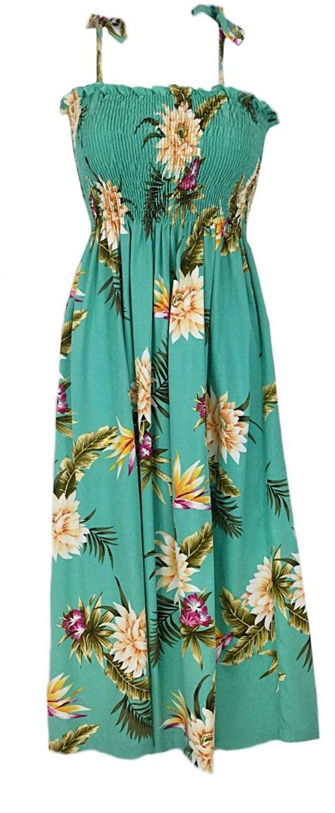 Ceres Smocked Tube Top Hawaiian Dress In Green Womens Tropical