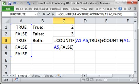 count cells containing true or false in excel