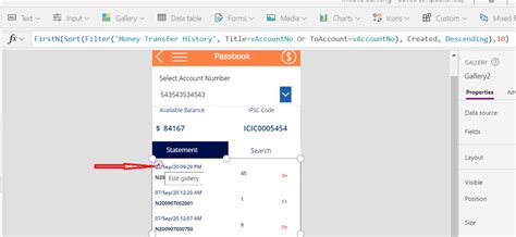 powerapps example create a bank account statement