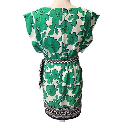 Eliza J Green White Floral Border Print Dolman Sleeve… Gem