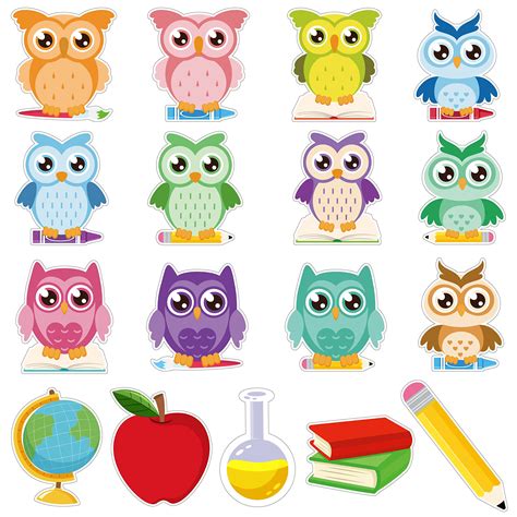 66pcs Owls Bulletin Board Cutouts Owl Back To School