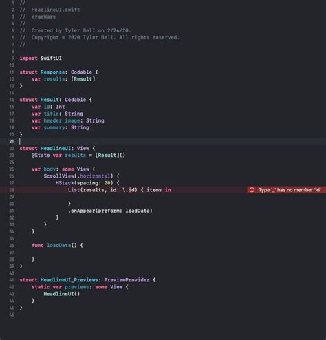 json type has no member id swiftui stack overflow