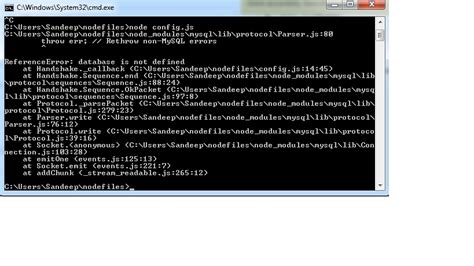 node js i have created mysql connection in nodejs it is showing