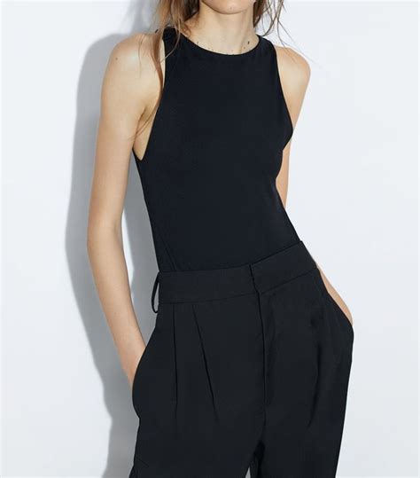Zara Halter Bodysuit Zara Bodysuit High Fashion Street Style Body