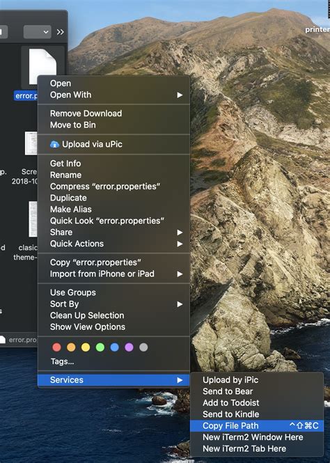 mac keyboard shortcut to copy file path as markdown