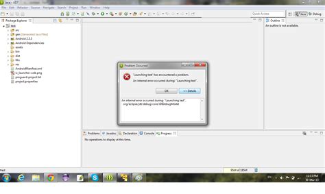 android an internal error occurred during launching test org