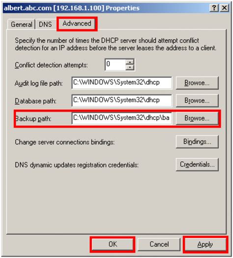 configuring a dhcp database backup path sctechy