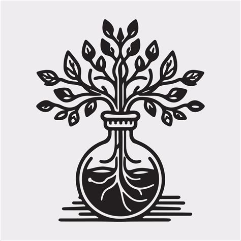 Potion Tree Line Art Silhouette Illustration On White Background