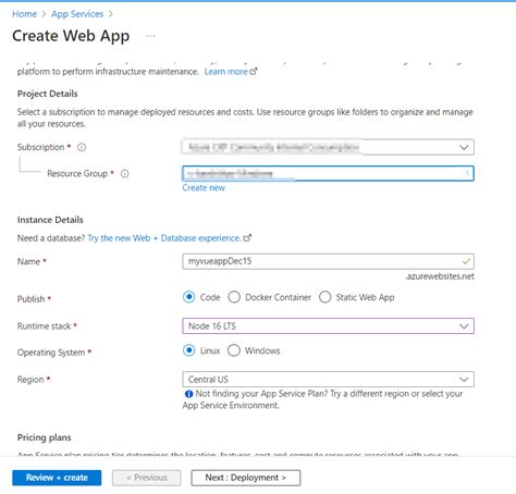 trying to deploy vue app to azure app service results in error cannot