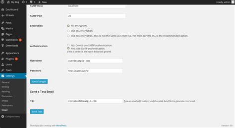 using smtp authentication to send mail in wordpress inmotion hosting