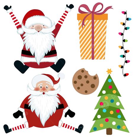Cute Christmas Collection Isolated On White Collection On White Merry