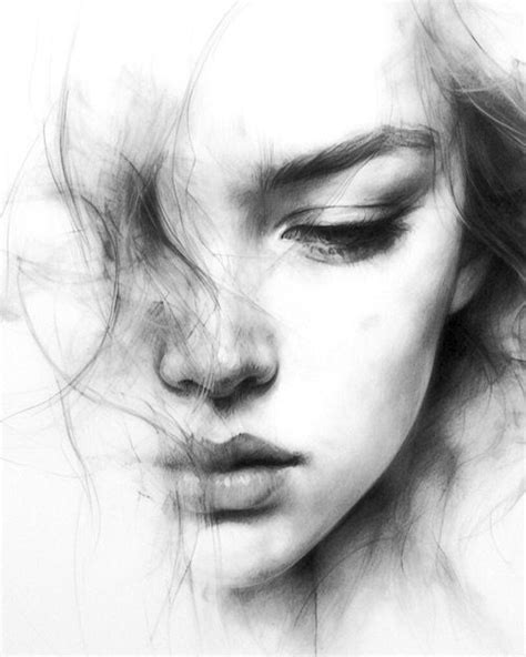 Female Portrait Charcoal And Pencil Drawing【2024】 パステル肖像画 美しい絵画 顔のスケッチ